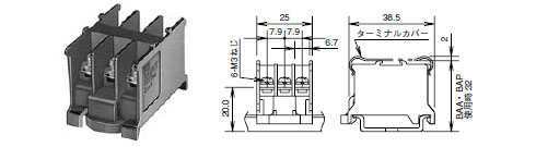 BAシリーズターミナルブロック 端子台 [寸法]｜もの造りサポーティングサイト FA Ubon （エフエー ユーボン）