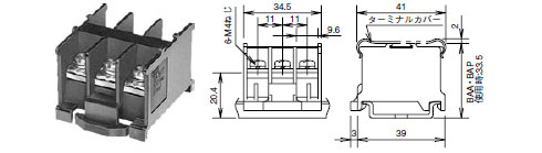 BAシリーズターミナルブロック 端子台 [寸法]｜もの造りサポーティングサイト FA Ubon （エフエー ユーボン）